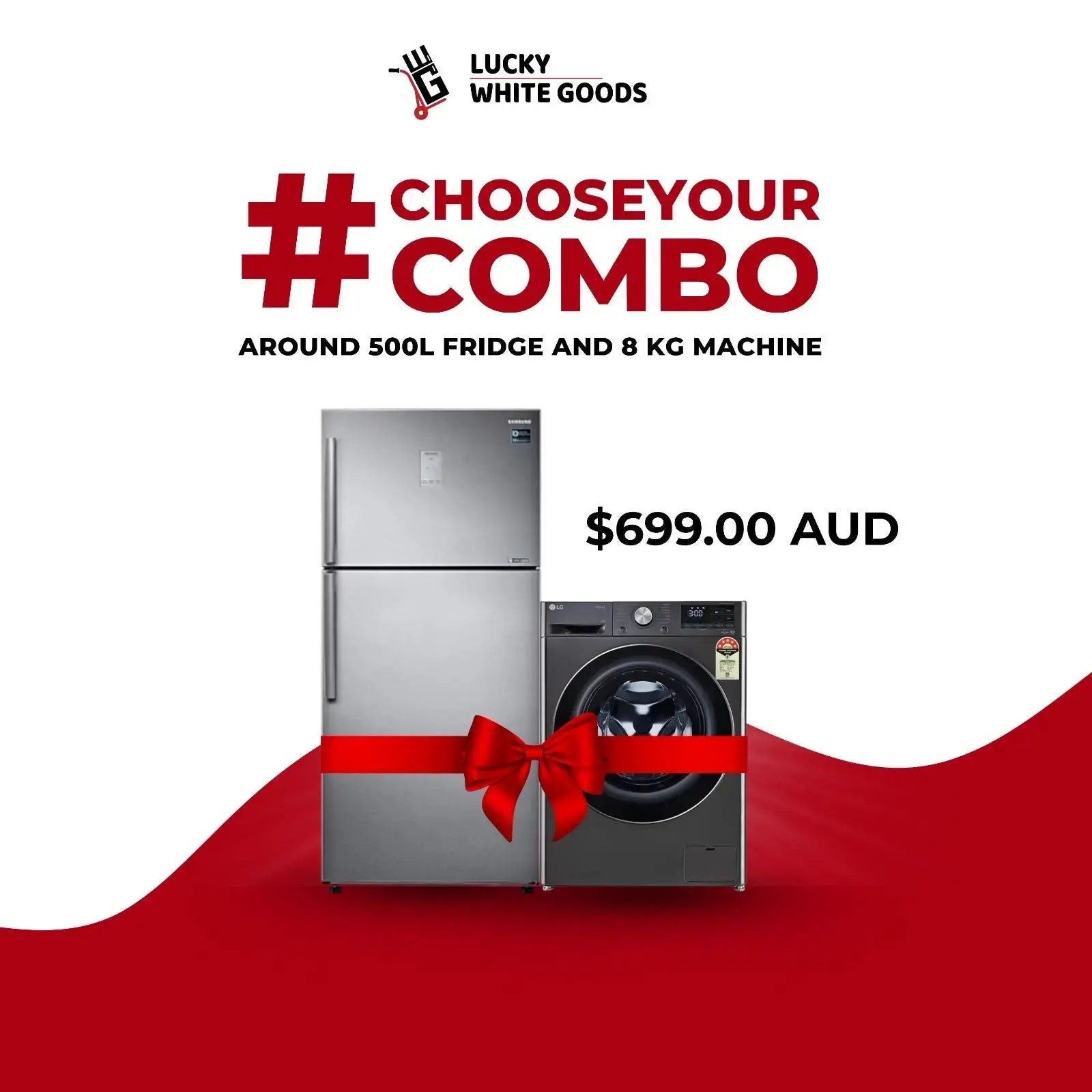 500 L Fridge Freezer + 8 kg Washing Machine Combo – Lucky white goods